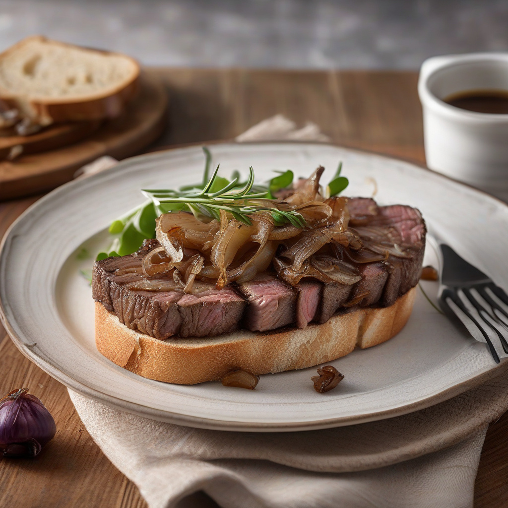 Open Face Steak Sandwich Recipe: Tender Steak and Caramelized Onions ...
